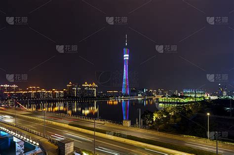 航拍中国广州cbd夜景