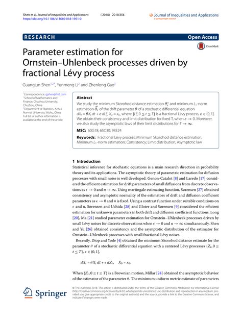 Pdf Parameter Estimation For Ornsteinuhlenbeck Processes Driven By