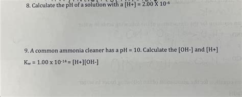 Solved Calculate The PH Of A Solution With A Chegg Com