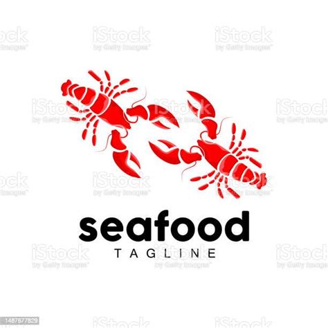 랍스터 로고 간단한 미니멀리스트 디자인 새우 해산물 음식 벡터 일러스트레이션 기호 아이콘 갈고리 발톱에 대한 스톡 벡터 아트 및