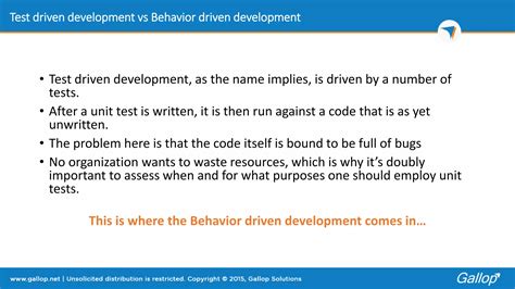 test driven development vs behavior driven development pdf