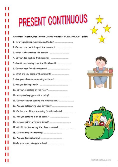 Present Continuous Tense English Esl Worksheets For Distance Learning