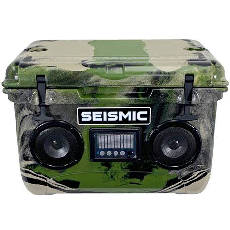 Camo 37 Quart Hard Cooler With Bluetooth Speakers Seismic Audio