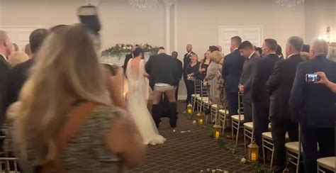 Father Of The Brides Pants Fall Down While Walking Her Down Aisle