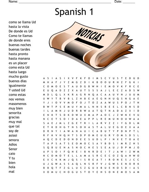 Spanish Crossword Puzzle Wordmint