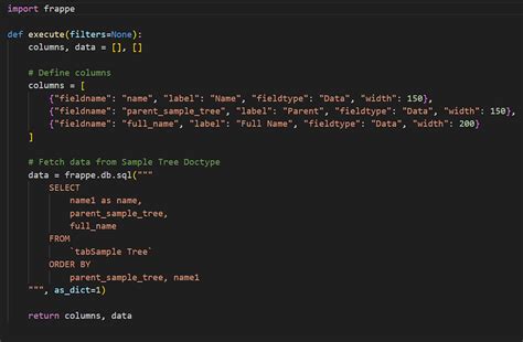 How To Create Tree View Structure In Script Report Custom Script