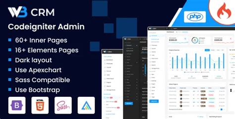 W3crm Codeigniter Bootstrap Admin Dashboard Template Templatelelo