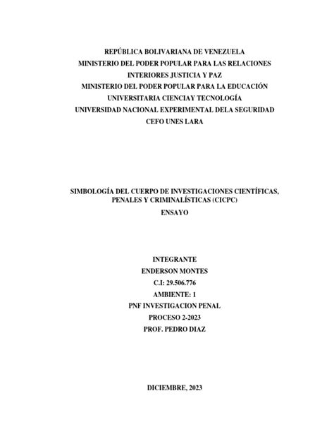 Ensayo Simbología Cicpc Pdf Policía