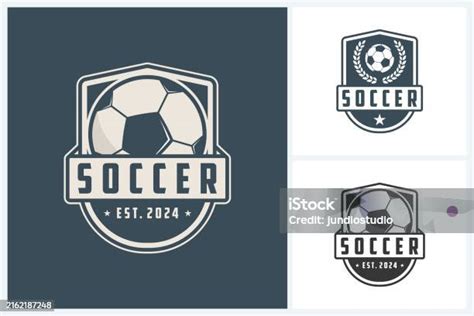 축구 아이콘 스포츠 배지 벡터 일러스트 레이 션 축구 또는 축구 클럽 아이콘 템플릿 엠블럼 스타일 축구 상징 벡터 일러스트 레이 션 Championship에 대한 스톡 벡터