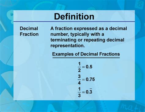 Video Definition 4 Fraction Concepts Decimal Fraction Media4math