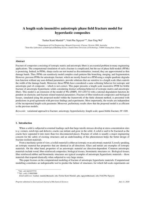 Pdf A Length Scale Insensitive Anisotropic Phase Field Fracture Model
