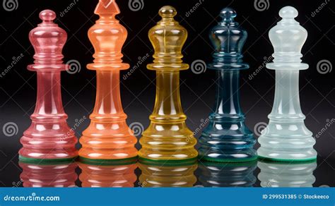 Translucent Overlapping Chess Pieces Colorful Kings Of The Chess Stock Illustration