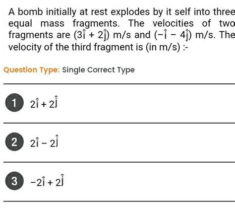 Answered A Bomb Initially At Rest Explodes By It Self Into Three Kunduz