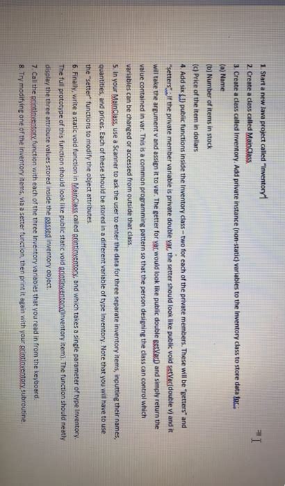 Solved 1 Start A New Lava Project Called Inventory1 2