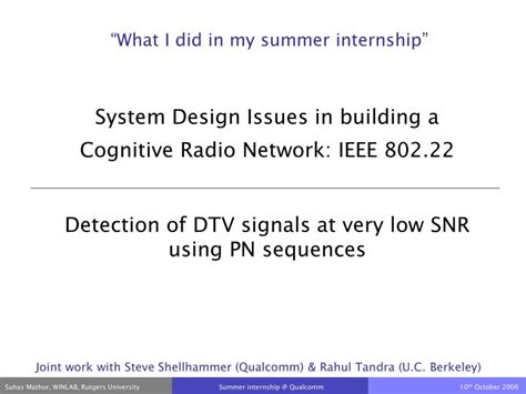 Ppt System Design Issues In Building A Cognitive Radio Network Ieee 802 22 Powerpoint