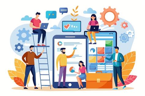 Premium Vector The Development Team Creates A Mobile Application Business Concept Flat Vector