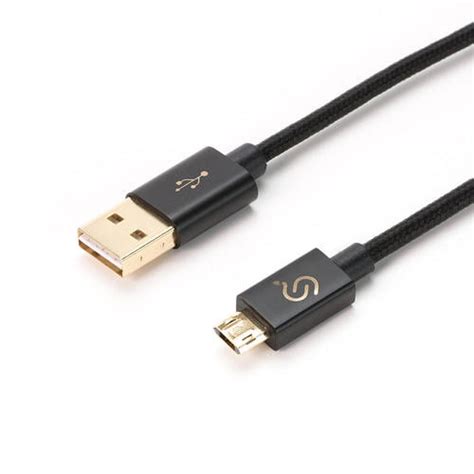 Reversible Micro Usb Double Sided Charging Sync Cable With Nylon Braided Black Primecables