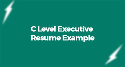 C Level Executive Resume Example Resume Thrive