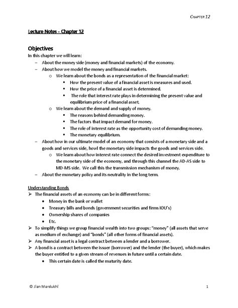 Chapter 12 Lecture Notes Lecture Notes Chapter 12 Objectives In