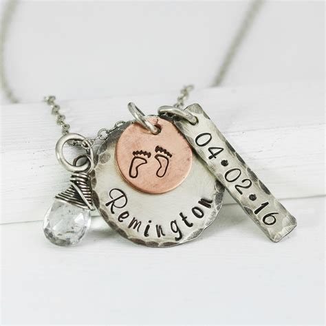 New Mom Necklace Push Present Sterling And Copper By Tninedesign