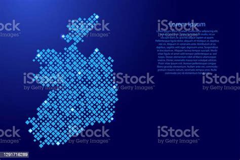 다양한 크기의 파란색 패턴 마름모와 빛나는 우주 별 그리드에서 아일랜드지도 벡터 그림입니다 0명에 대한 스톡 벡터 아트 및 기타 이미지 Istock