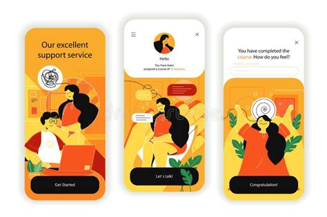 Customer Support Concept Onboarding Screens Ui Ux Gui User Interface Kit Stock Illustration