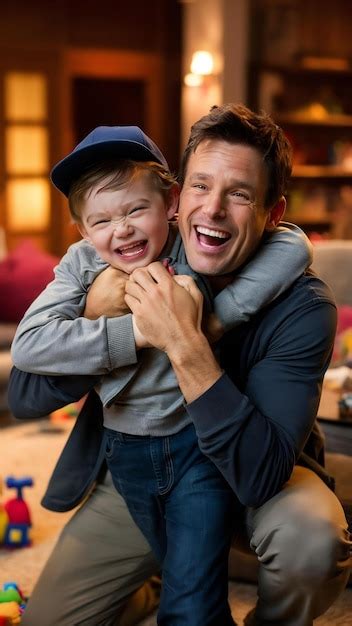 Happy Dad And Son Playing Together Premium Ai Generated Image