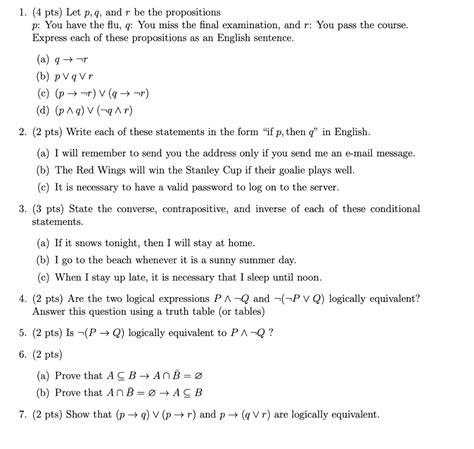 Solved 1 4 Pts Let P Q And R Be The Propositions P You Chegg Com