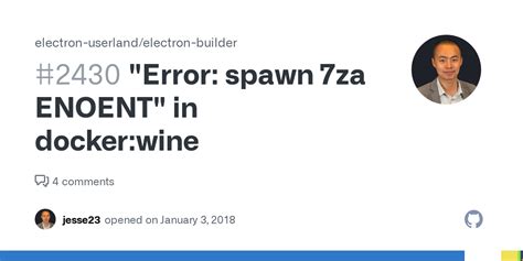 Error Spawn 7za Enoent In Dockerwine · Issue 2430 · Electron