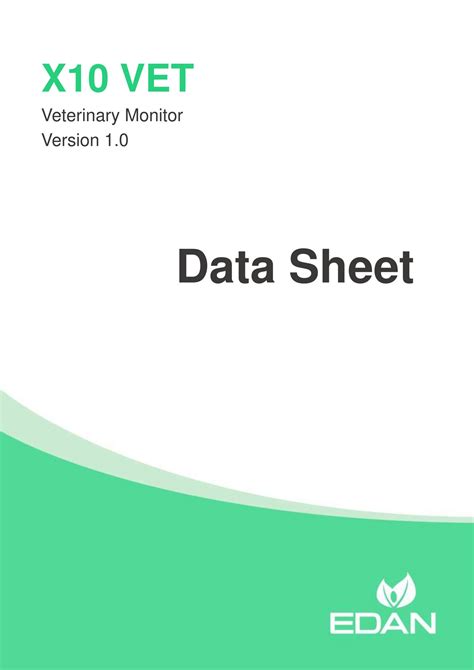 Dlc Vet Pty Ltd Edan X10 Vet Data Sheet V1 0 Page 1 Created With