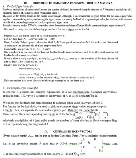 jordan canonical form generalised eigen vectors and its applications