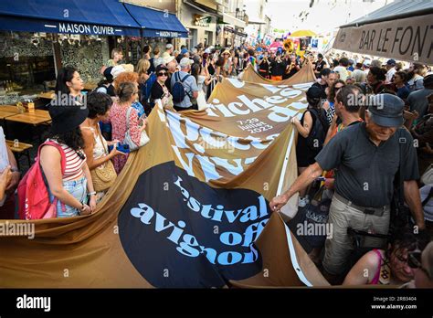 Avignon France 06th July 2023 A Diverse Group Of Participants Including Theater Performers