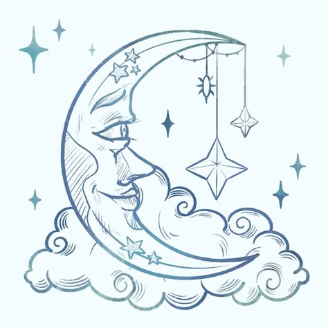 Free Vector Watercolor Crescent Moon Drawing Illustration