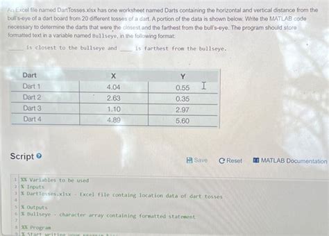 solved an excel file named darttosses xlsx has one worksheet