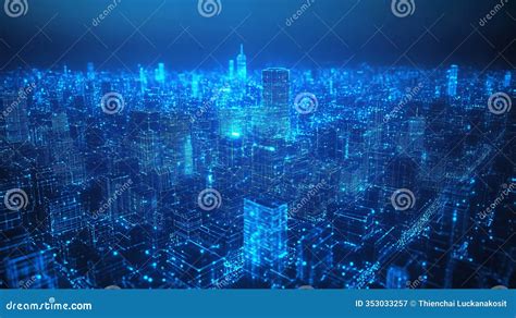 Aesthetic Representation Of Big Data Connections In Cityscape Stock