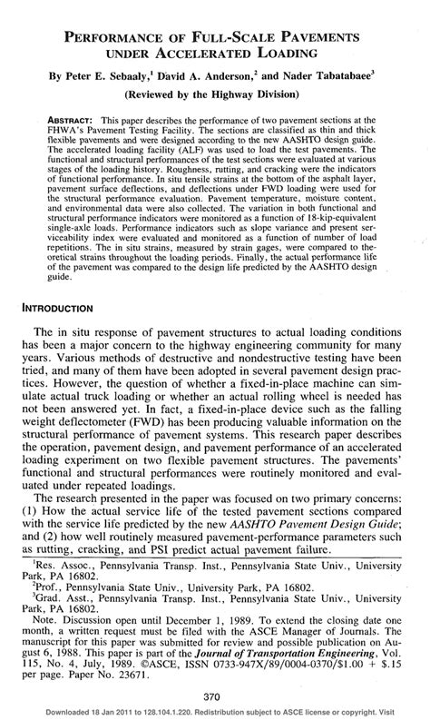 Pdf Performance Of Full Scale Pavements Under Accelerated Loading