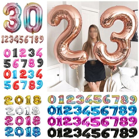 큰 숫자 풍선 32 인치 웨딩 풍선 생일 파티 장식 어린이 골드 호일 번호 풍선 0 9 헬륨 번호 풍선balloons Birthdayballoon Birthday