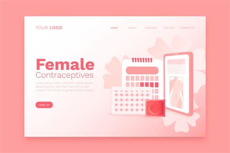 Free Vector Female Contraceptives Landing Page