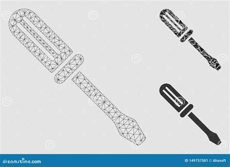 Contour Screwdriver Vector Mesh Carcass Model And Triangle Mosaic Icon Stock Vector