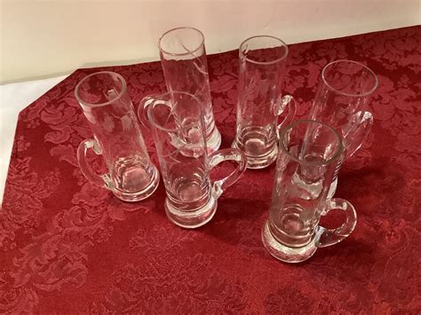 6 Etched Shot Glasses With Handles Etsy