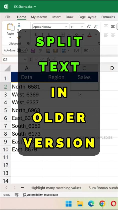 Endless Knowledge How To Split Text In An Older Version Of Excel Exceltips Exceltutorial