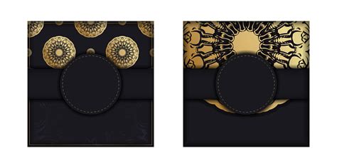 인쇄를 위해 준비된 골드 만다라 패턴이 있는 블랙 컬러의 템플릿 엽서 0명에 대한 스톡 벡터 아트 및 기타 이미지 0명 골동품 다마스크 천 Istock