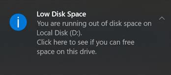 How To Disable The Low Disk Space Warning In Windows