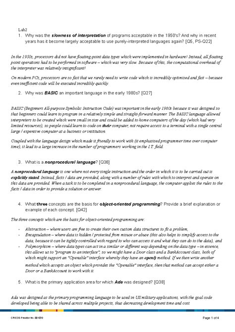 Lab 02 Evolution Of Programming Languages Learning Lisp Answers Cricos Provider No 00103d