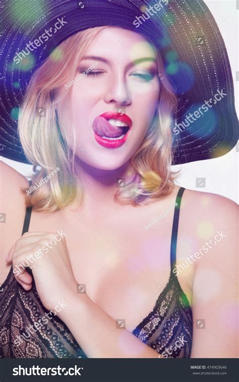 Portrait Sexy Woman Big Red Lips Stock Photo Shutterstock