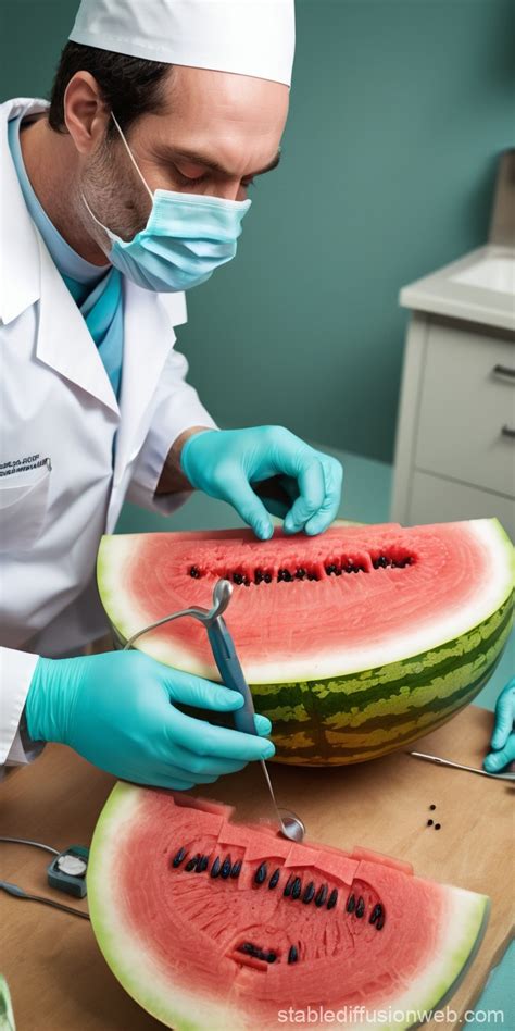 Doctor Performing Surgery On Watermelon Stable Diffusion Online
