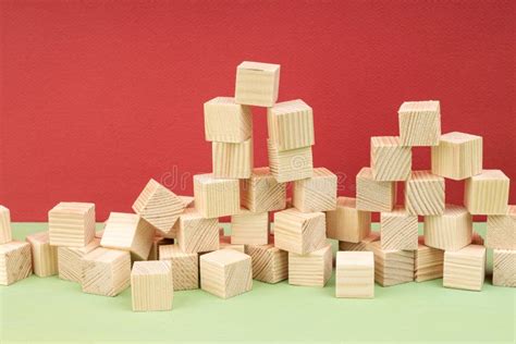 Many Wooden Cubes Are Stacked Randomly On Top Of Each Other Stock Image Image Of Group Still