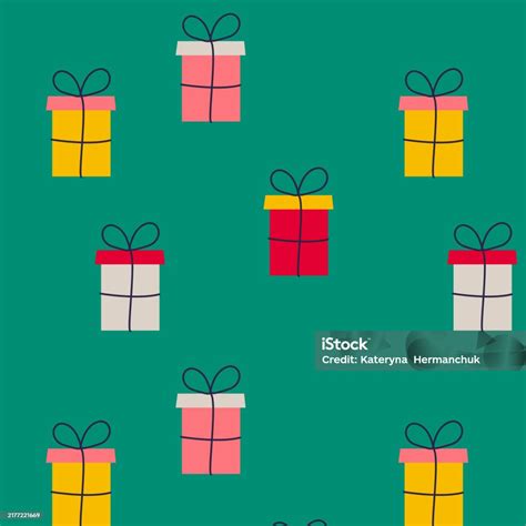 크리스마스 선물 상자 완벽 한 패턴입니다 새해 선물 완벽 한 패턴입니다 직물 포장 섬유 벽지 의류에 대한 손으로 그린 질감 겨울에 대한 스톡 벡터 아트 및 기타 이미지