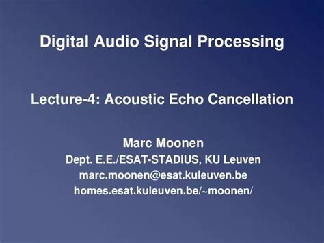 PPT Digital Audio Signal Processing Lecture 4 Acoustic Echo Cancellation PowerPoint