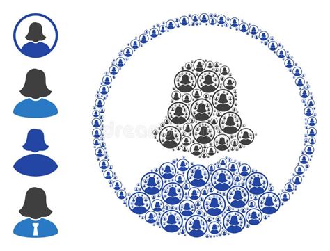 rounded woman portrait fractal mosaic of self items stock vector